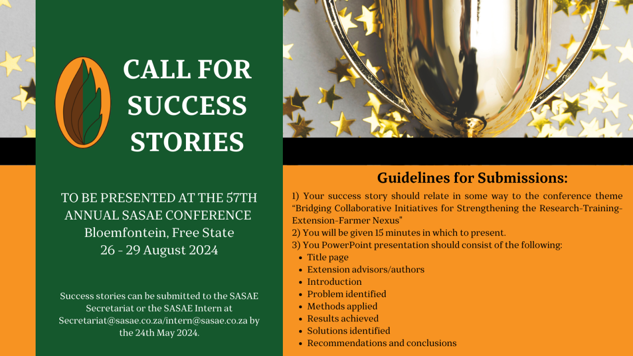 Call for Success Stories for the 57th SASAE Conference - South African ...