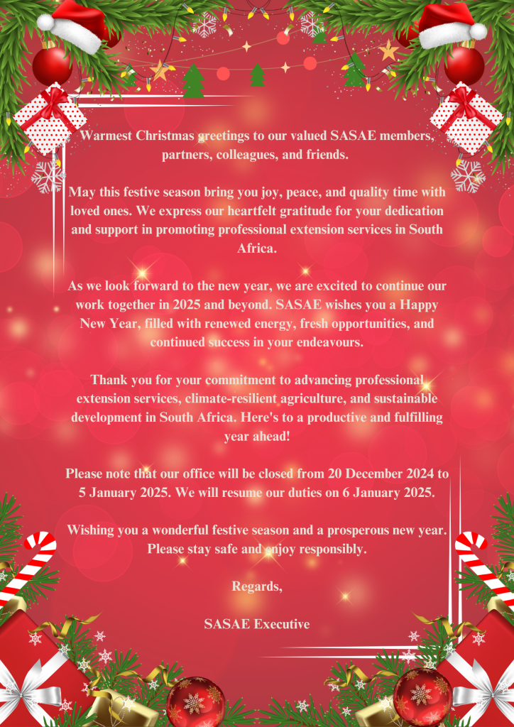 Presidents Christmas Message - South African Society for Agricultural ...