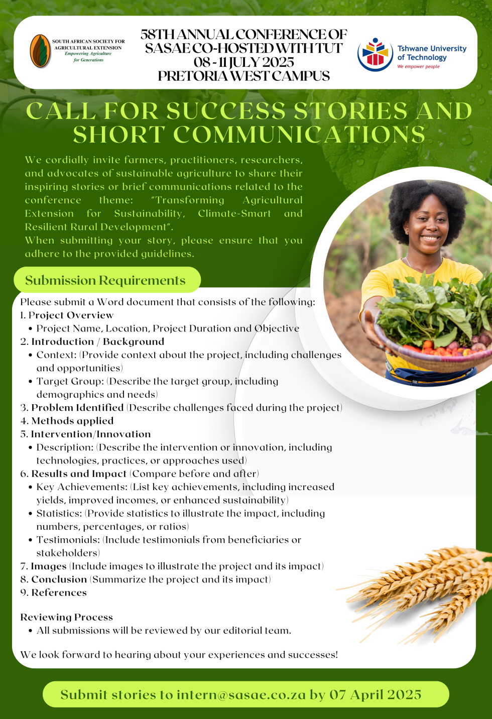 CALL FOR SUCCESS STORIES AND SHORT COMMUNICATIONS - South African ...